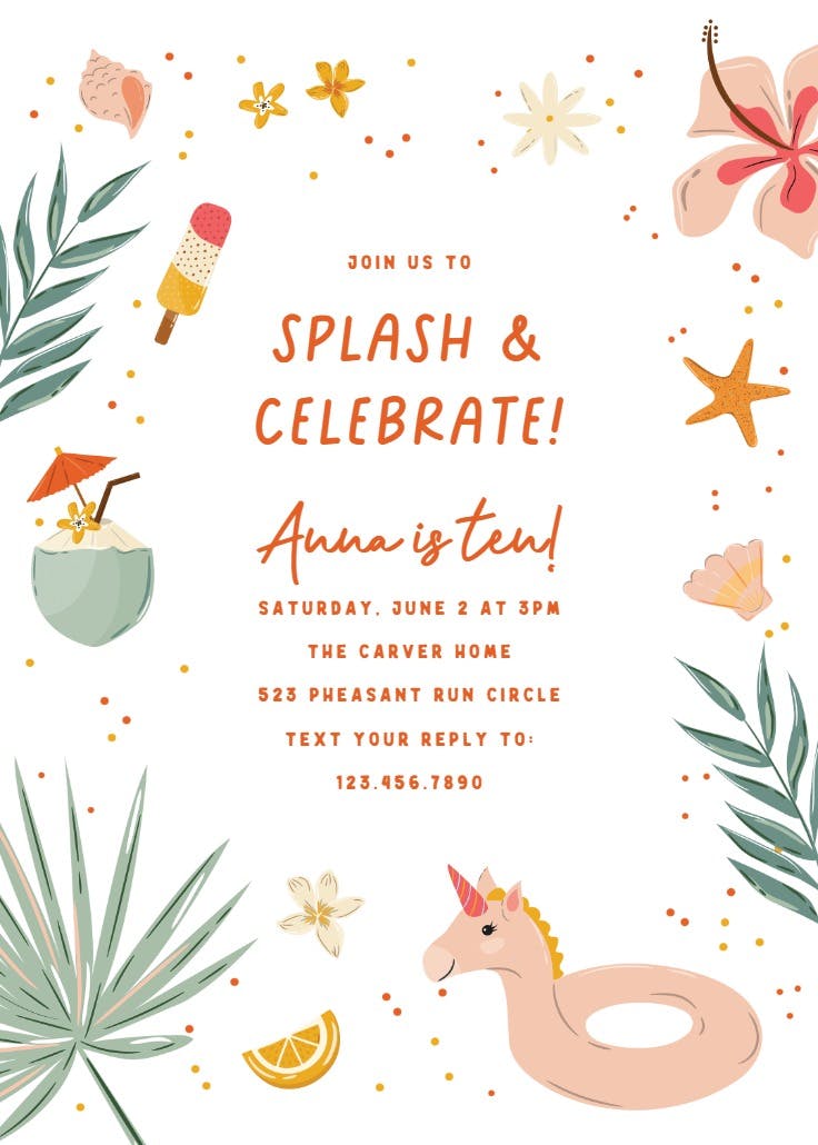 Splash Dash - Pool Party Invitation Template (Free) | Greetings Island
